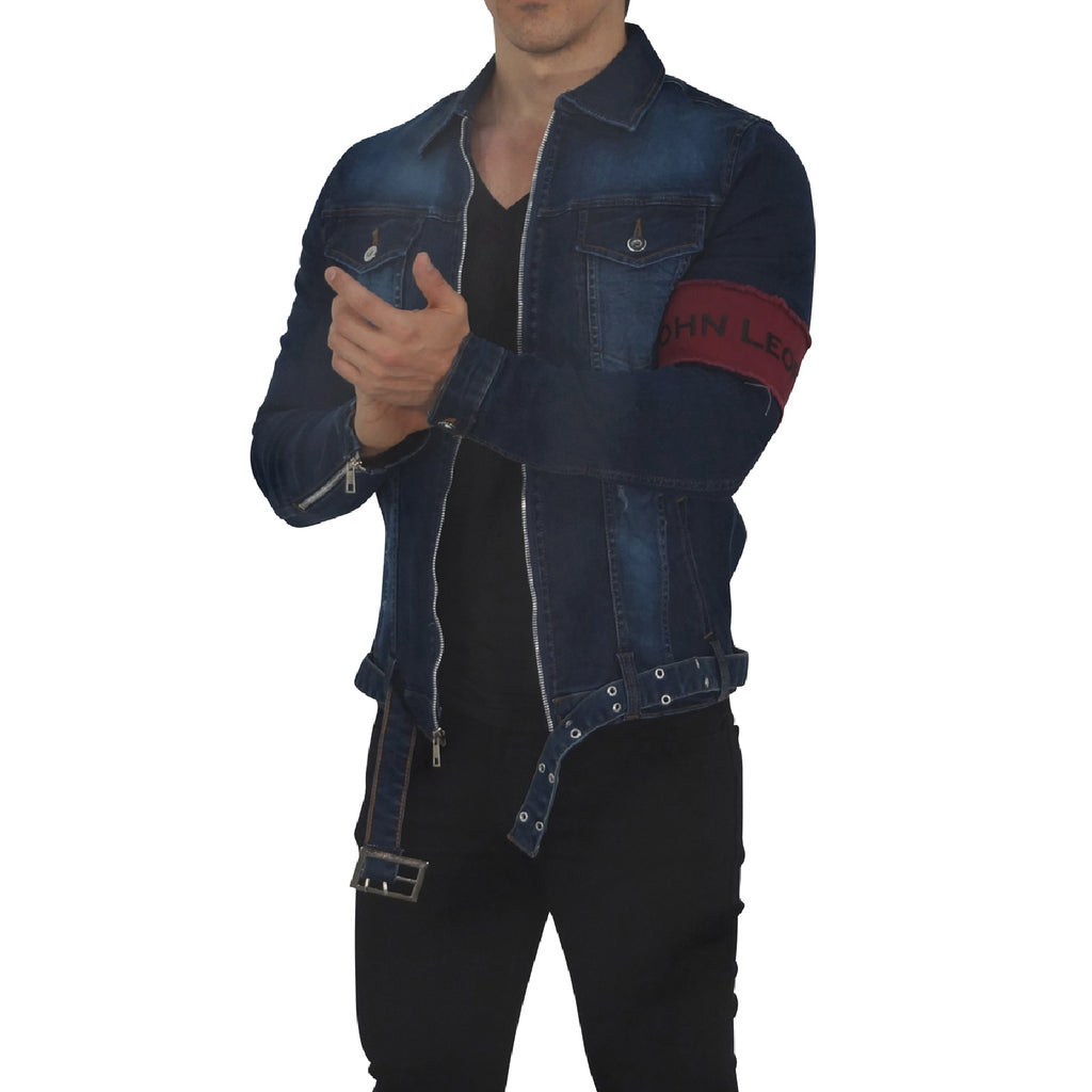 John Leopard - Chamarra de Mezclilla Marino Distressed – JOHN LEOPARD