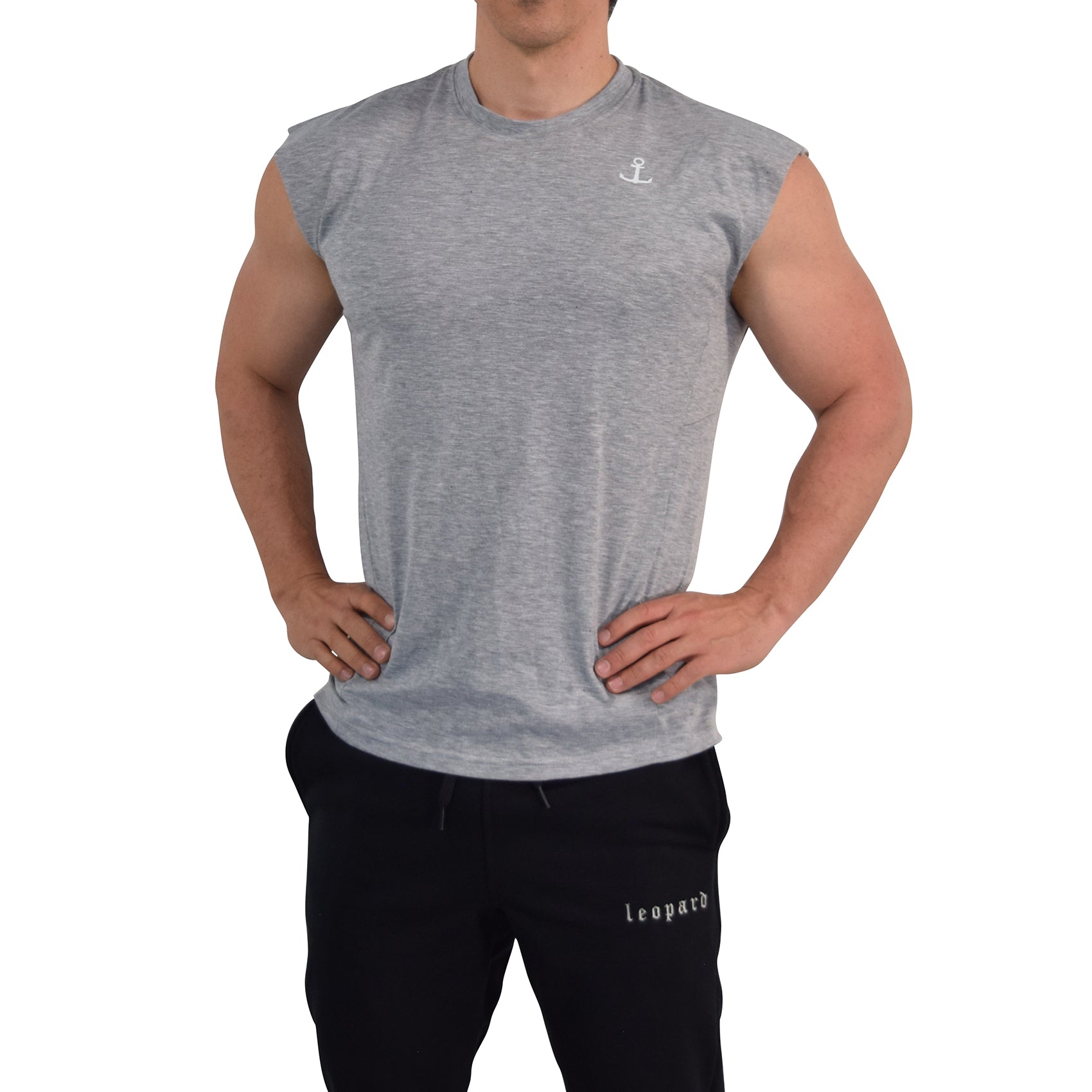 JOHN LEOPARD -Bodybuilder Tank Light Gray