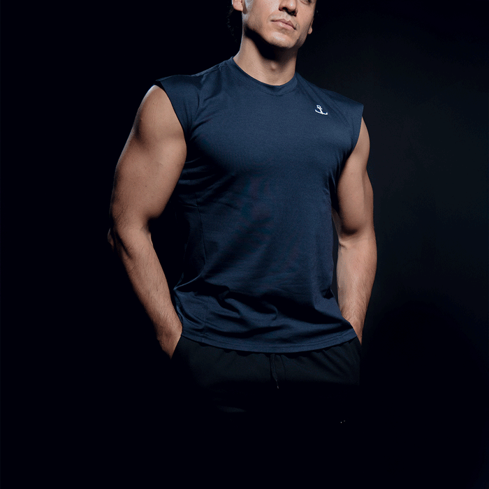 JOHN LEOPARD -Bodybuilder Tank Navy