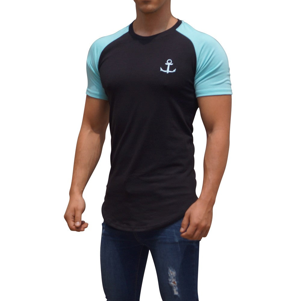 John Leopard - Playera Ranglan Negra Manga Corta Agua