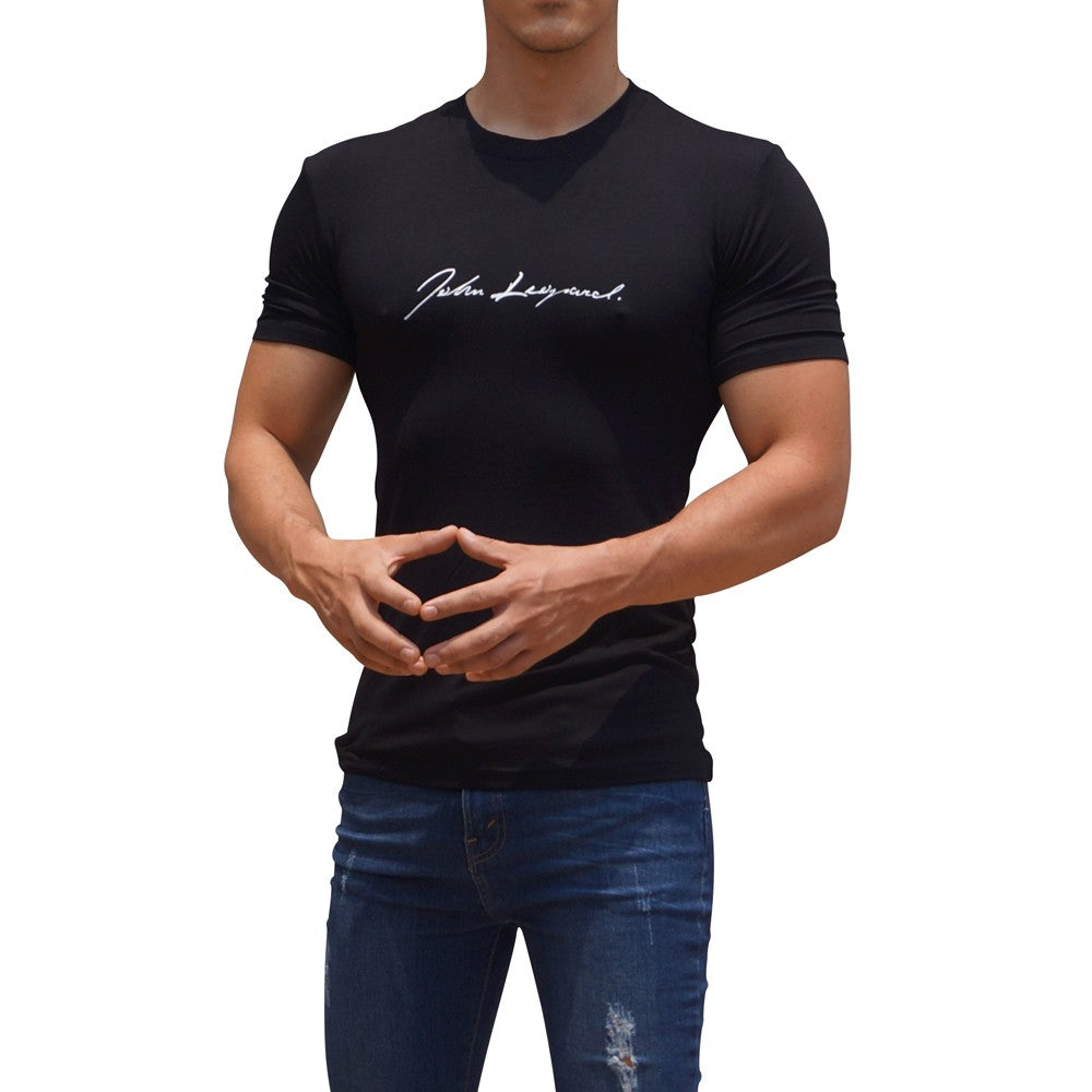 John Leopard - Playera Negra Signature Logo Manga Corta – JOHN LEOPARD